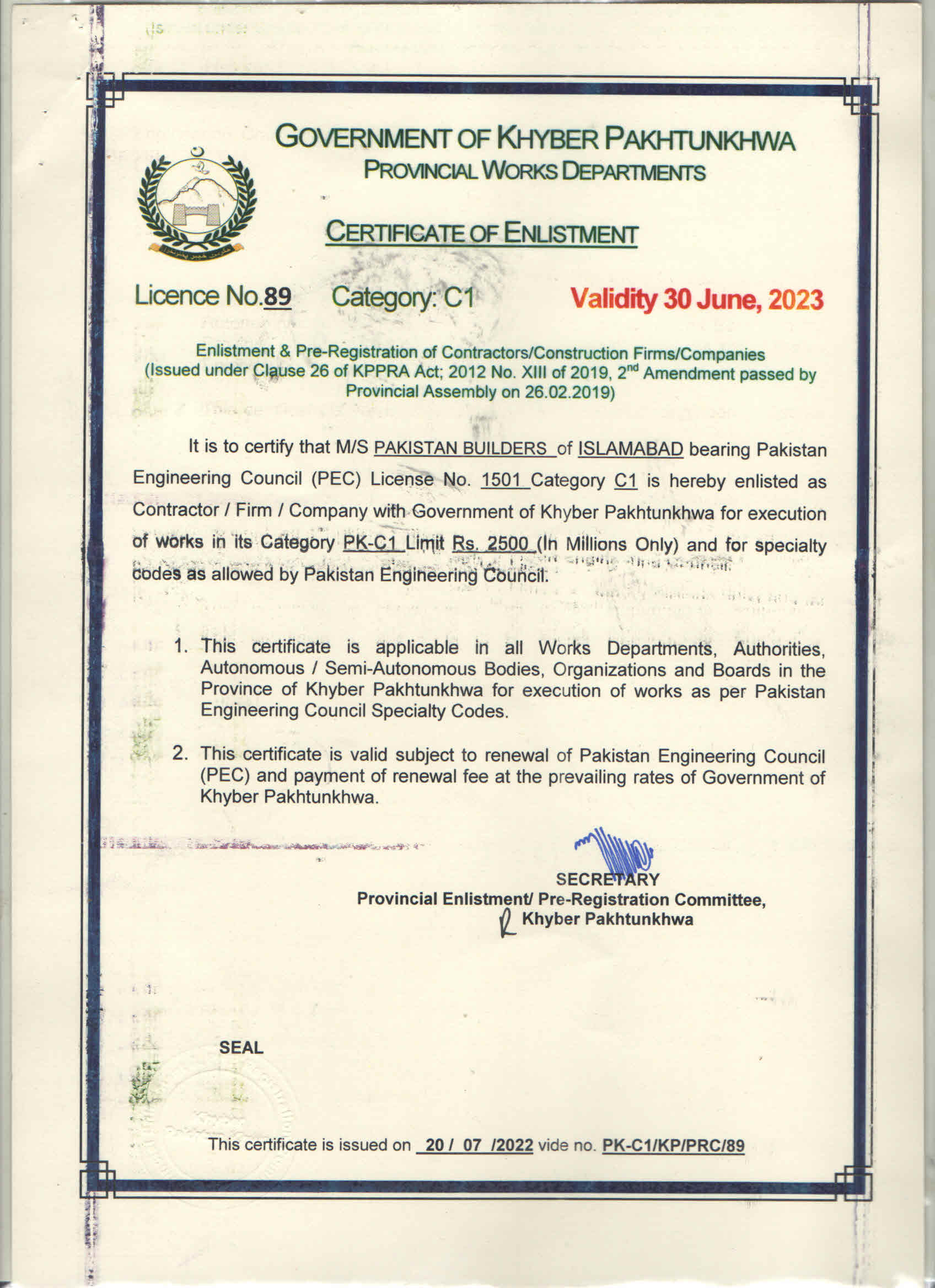 Enlistment – Pakistan Builders
